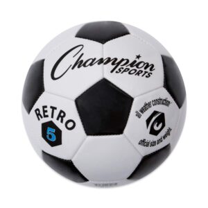 champion sports retro soccer ball, size 5 , black/white