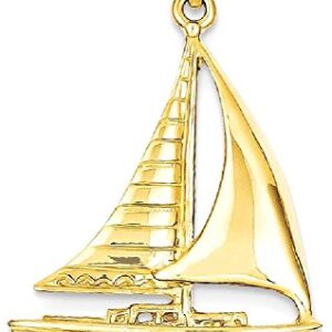 IceCarats 14K Yellow Gold Sailboat Necklace Charm Pendant 33mm x 20mm Only