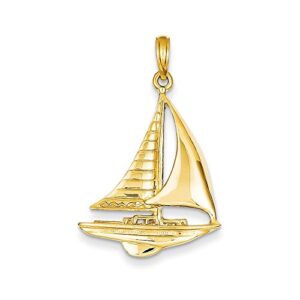 IceCarats 14K Yellow Gold Sailboat Necklace Charm Pendant 33mm x 20mm Only