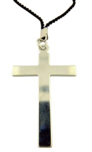 wjh silver toned base plain latin pectoral cross on cord chain, 2 1/2 inch