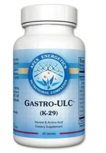 apex energetics gastro-ulc 90ct (k-29) supports the gastric mucosal lining and intestinal barrier with a licorice-and l-glutamine-based formula incorporating key flavonoids and phytonutrients