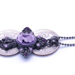 Soulbreezecollection Lavender Violet Purple Cameo Christian Cross Pendant Necklace Charm for Women