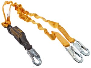 miller by honeywell titan ll 6-foot double-legged stretch pack-type shock-absorbing lanyard with locking snap hooks (t6121ss/6ftaf)