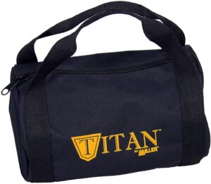 miller honeywell safety products titan by t702b/bk light-duty equipment/accessory carrying bag with titan logo, black