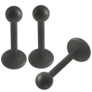 bodyjewellery 16g 16 gauge 1.2mm 3/8 10mm flexible black acrylic lip bar labret ring monroe ear tragus 3mm aqxo 3pcs