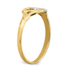 IceCarats 14K Yellow Gold White 2 Heart Love Ring size 6