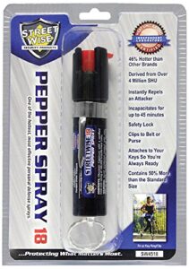 streetwise security products lab certified streetwise 18 pepper spray, 3/4-ounce, key ring and clip