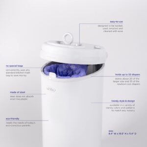 Ubbi Steel Diaper Pail, Odor Locking, No Special Bag Required, Award-Winning, Registry Must-Have, Gray