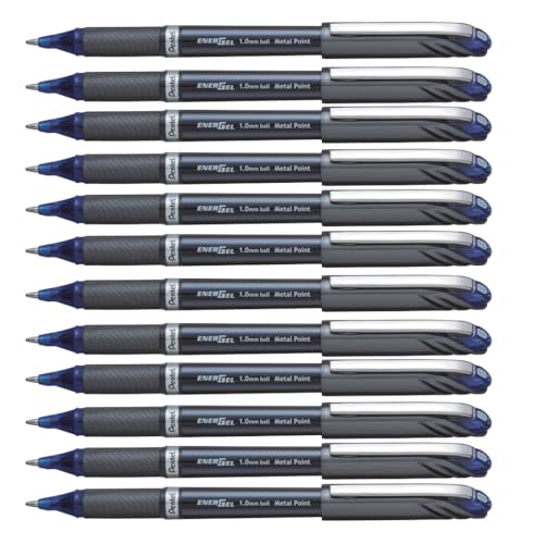 Pentel EnerGel NV Liquid Gel Pen, (1.0mm) Metal Tip, Bold Line Capped, Blue Ink