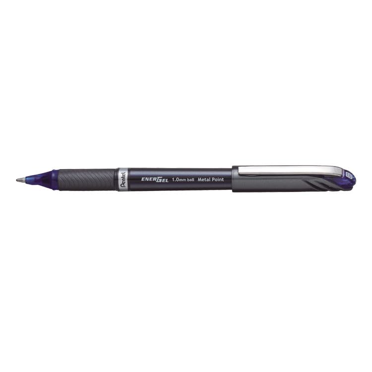 Pentel EnerGel NV Liquid Gel Pen, (1.0mm) Metal Tip, Bold Line Capped, Blue Ink