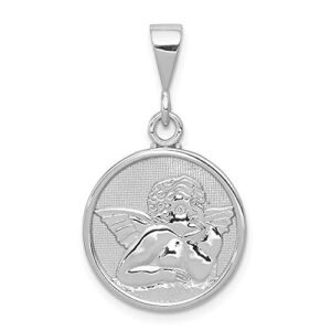 IceCarats 14K White Gold Guardian Angel Necklace Protect Us Cherub Pendant Religious Charm 29mm x 16mm Only