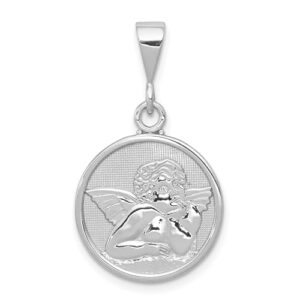 icecarats 14k white gold guardian angel necklace protect us cherub pendant religious charm 29mm x 16mm only