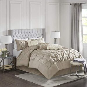 madison park laurel 7 piece comforter set color: taupe, size: king, mushroom