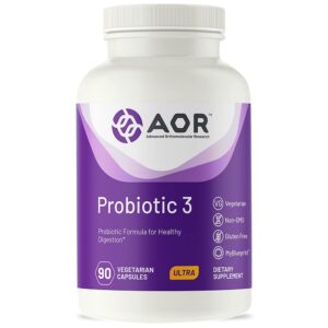 aor, probiotic 3, digestive aid for a healthy gastrointestinal tract, gut flora and immune response, dietary supplement, 45 servings (90 capsules)