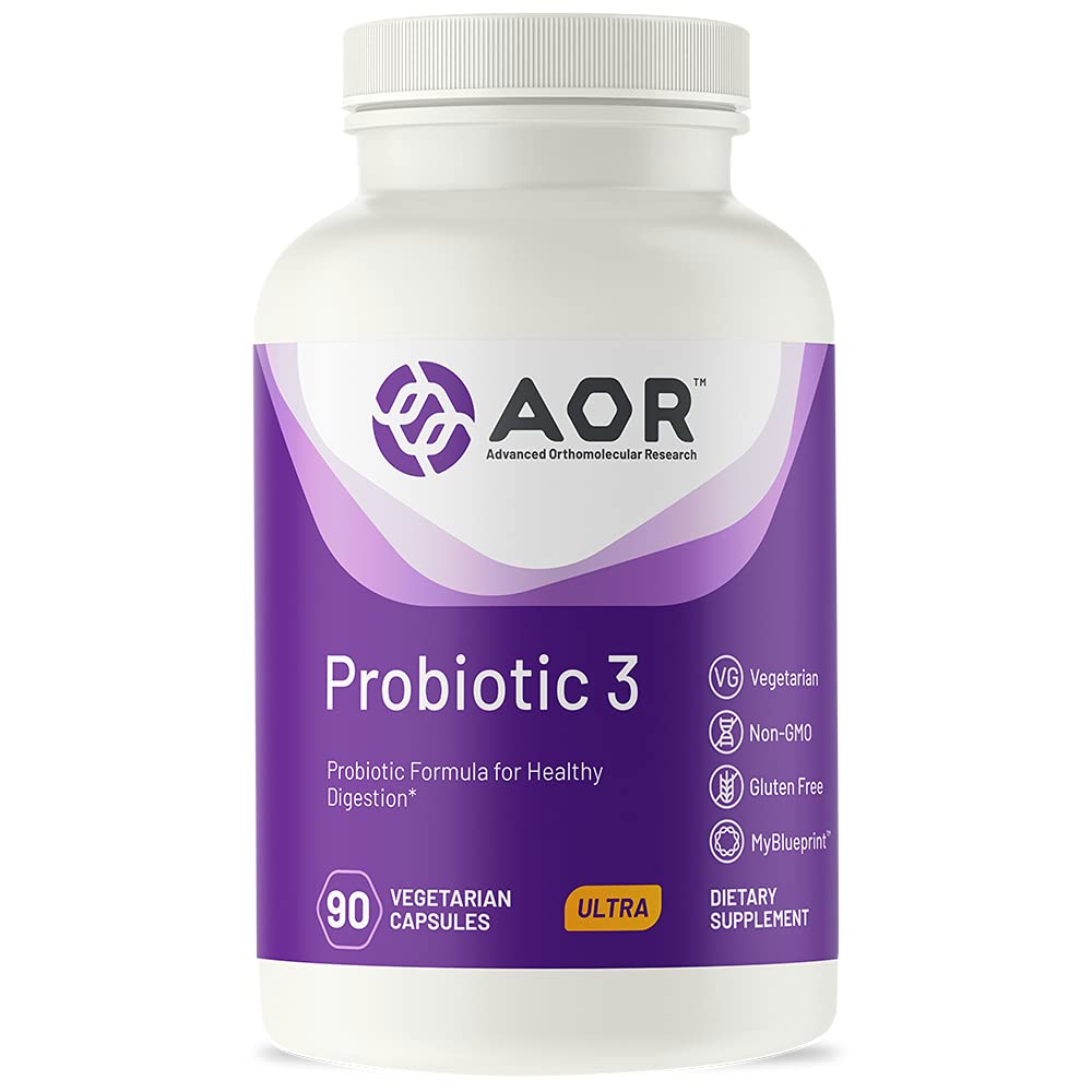 AOR, Probiotic 3, Digestive Aid for a Healthy Gastrointestinal Tract, Gut Flora and Immune Response, Dietary Supplement, 45 Servings (90 Capsules)