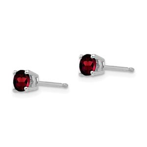 14k white gold 4mm red garnet studs gemstone earrings january birthstone jewelry