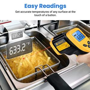 Etekcity Infrared Thermometer 774, Digital Temperature Gun for Cooking, Non Contact Electric Laser IR Temp Gauge, Home Repairs, Handmaking, Surface Measuring, -58 to 716 ℉, - 50 to 380 ℃, Yellow