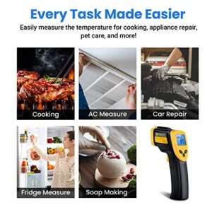 Etekcity Infrared Thermometer 774, Digital Temperature Gun for Cooking, Non Contact Electric Laser IR Temp Gauge, Home Repairs, Handmaking, Surface Measuring, -58 to 716 ℉, - 50 to 380 ℃, Yellow