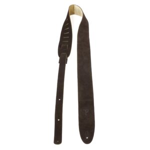 Perri's Leathers, Suede Guitar Strap, Sheepskin Pad, Brown, Anti-Slip, Classic, Suitable for Each Level, Standard Size, 41" to 56" Inches Compatible with All Button Lock Systems