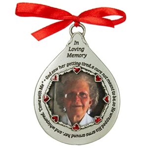 cathedral art 'in loving memory' frame for women - teardrop ornament, 2-3/4-inch, silver