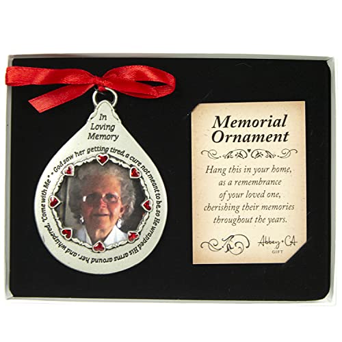 Cathedral Art 'In Loving Memory' Frame for Women - Teardrop Ornament, 2-3/4-Inch, Silver