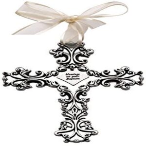 cathedral art baptism baby cross, 5-inch high, silver