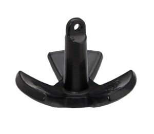 attwood 9946b1 solid cast iron 18-pound large eye river boat anchor, black pvc-coated finish