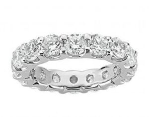 3.00 ct round cut diamond eternity wedding band. comfort fit ring in platinum in size 9