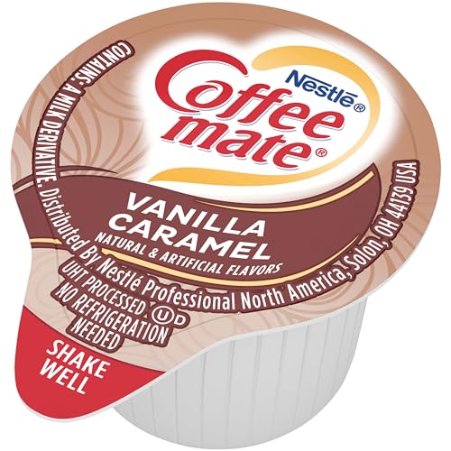 Nestle Coffee mate Coffee Creamer, Vanilla Caramel, Liquid Creamer Singles, Non Dairy, No Refrigeration, 0.37 Fl Oz (Pack of 180)