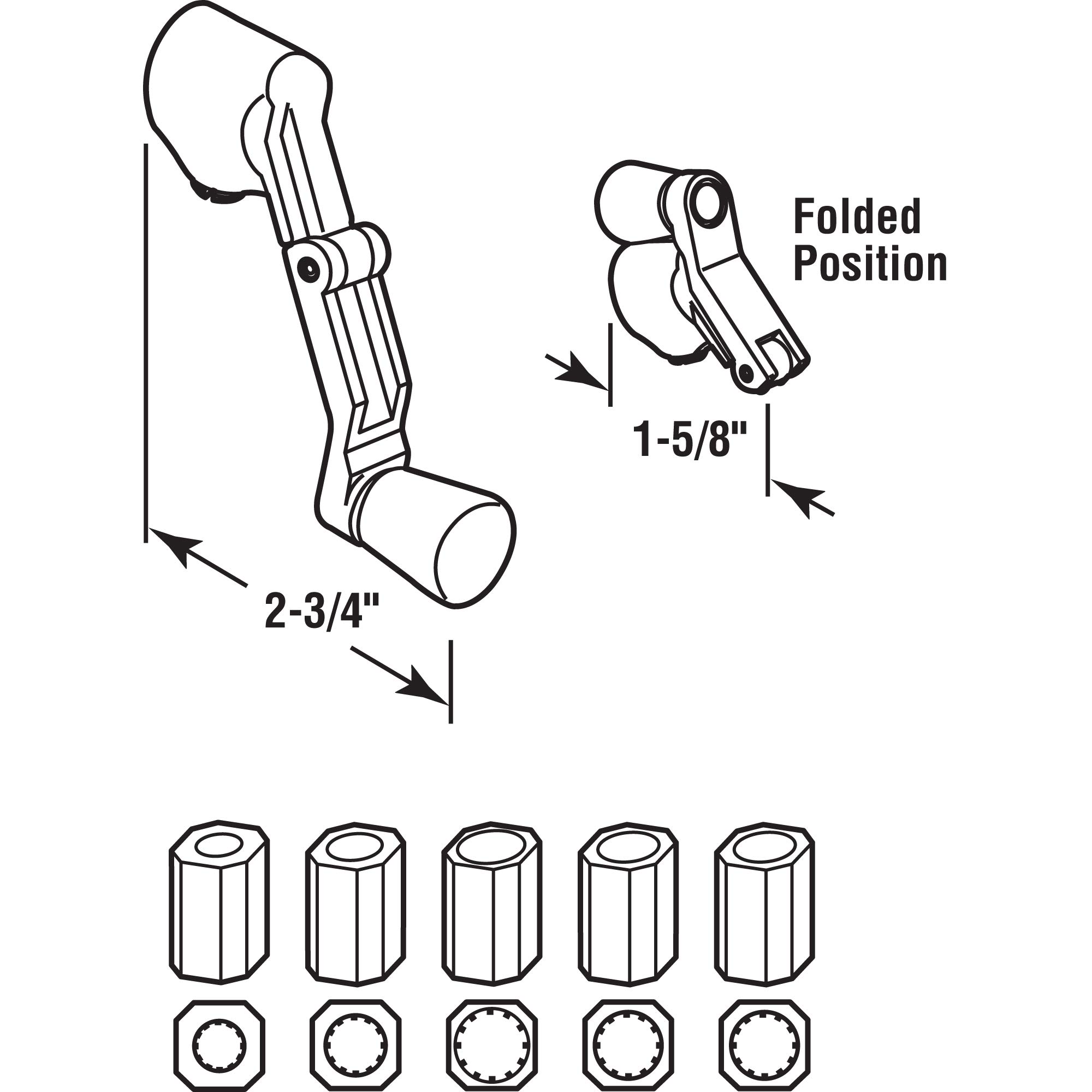 Prime-Line H 3962 Universal, Diecast, White, Folding Crank Handle for Casement Windows (Single Pack)