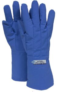 national safety apparel g99crbersmma nylon taslan and ptfe mid-arm standard water resistant safety glove, cryogenic, 14" - 15" length, small, blue