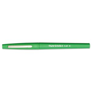 paper mate 8440152 point guard flair needle tip stick pen, green ink, 0.7mm, dozen