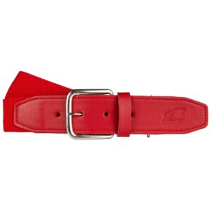 champro baseball belt with leather tab, scarlet, adult