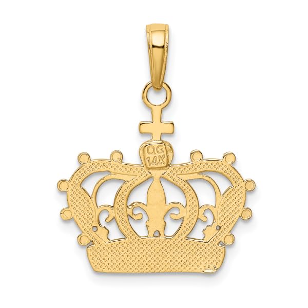 IceCarats 14K Yellow Gold Royal Princess Crown Necklace Charm Pendant 27mm x 20mm Only