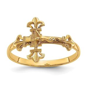 icecarats 14k yellow gold lord jesus christ crucifix holy cross ring christian religious band size 7