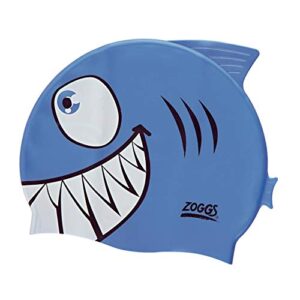 zoggs boy's silicone character shark swimming cap - blue