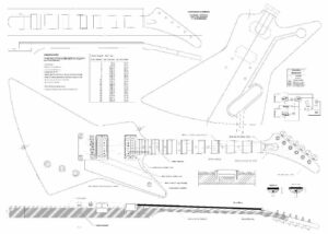 gibson explorer electric guitar plans - full scale technical design drawings - actual size