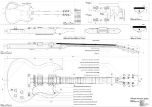 sg style - electric guitar plans - full scale - to make a guitar -