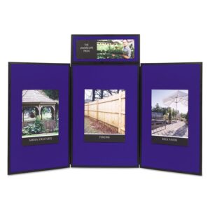 quartet show-it! 3-panel display system, 6' x 3', double-sided, blue/gray