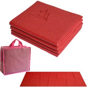 khataland yofomat-ultra thick best foldable yoga mat, eco friendly with travel bag, extra long 72-inch, free from phthalates and latex, cherry red