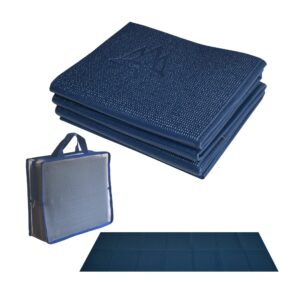 khataland yofomat-ultra thick best foldable yoga mat, eco friendly with travel bag, extra long 72-inch, free from phthalates and latex, midnight blue