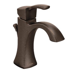 moen voss oil rubbed bronze one-handle high-arc bathroom faucet with drain assembly for single-hole sink, 6903orb