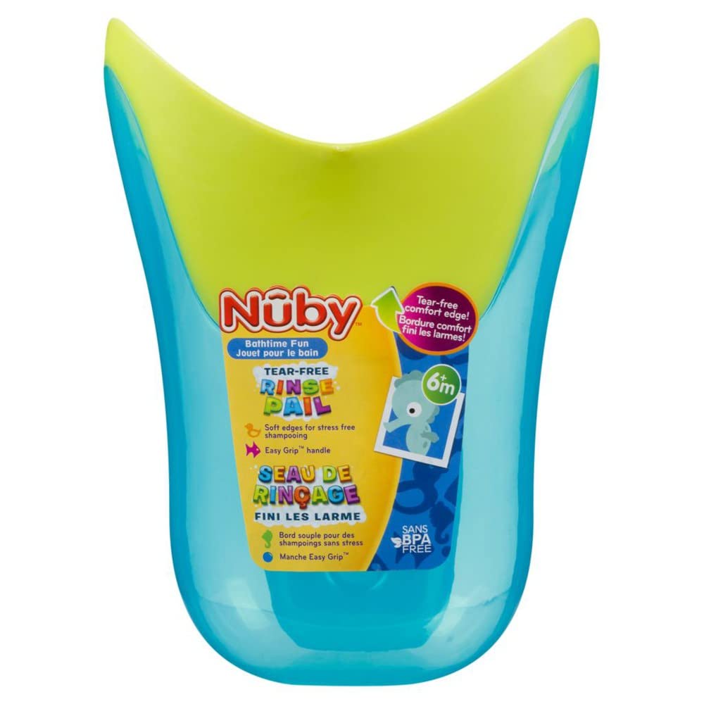 Nuby Tear-Free Rinse Pail, Aqua or White, 5 Inch (Pack of 1)