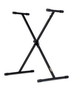 stage rocker single-x style classic folding keyboard & digital piano stand, adjustable width & height, durable & sturdy, easy to assemble for travel/storage, sleek black, powered by hamilton(sr524000)