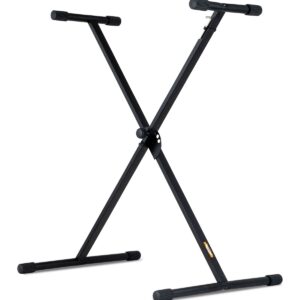 Stage Rocker Single-X Style Classic Folding Keyboard & Digital Piano Stand, Adjustable Width & Height, Durable & Sturdy, Easy to Assemble for Travel/Storage, Sleek Black, Powered by Hamilton(SR524000)