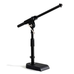 stage rocker adjustable low-profile microphone stand - snare/tom bottom/bass (kick) drum/table top, adjustable height, 15.75“ telescoping boom arm, clip-on cable holder, powered by hamilton (sr610111)