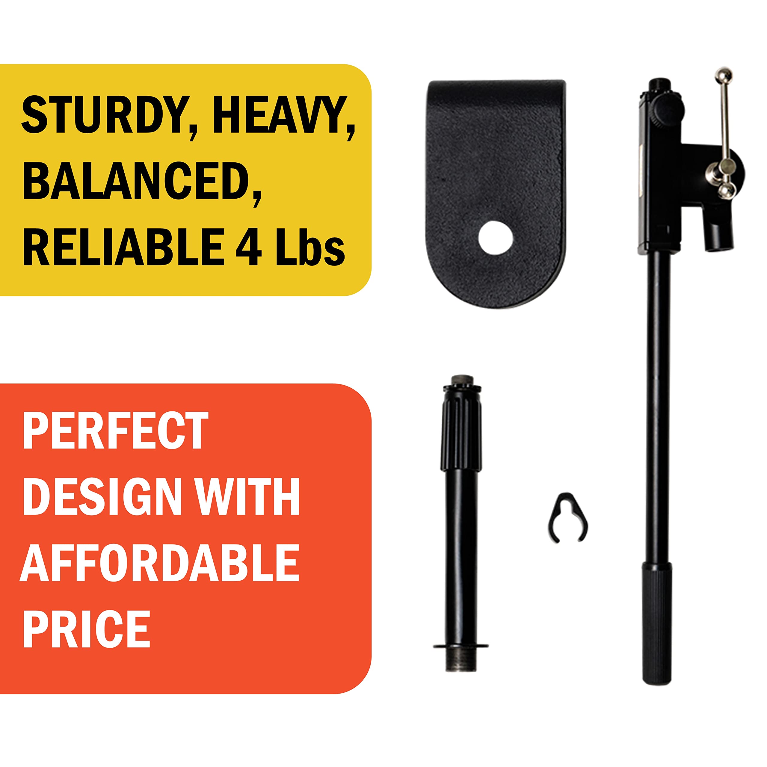 Stage Rocker Adjustable Low-profile Microphone Stand - Snare/Tom Bottom/Bass (Kick) Drum/Table Top, Adjustable Height, 15.75“ Telescoping Boom Arm, Clip-on cable holder, Powered by Hamilton (SR610111)