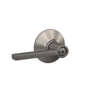 schlage f40 v lat 619 latitude door lever, bed & bath privacy lock, satin nickel