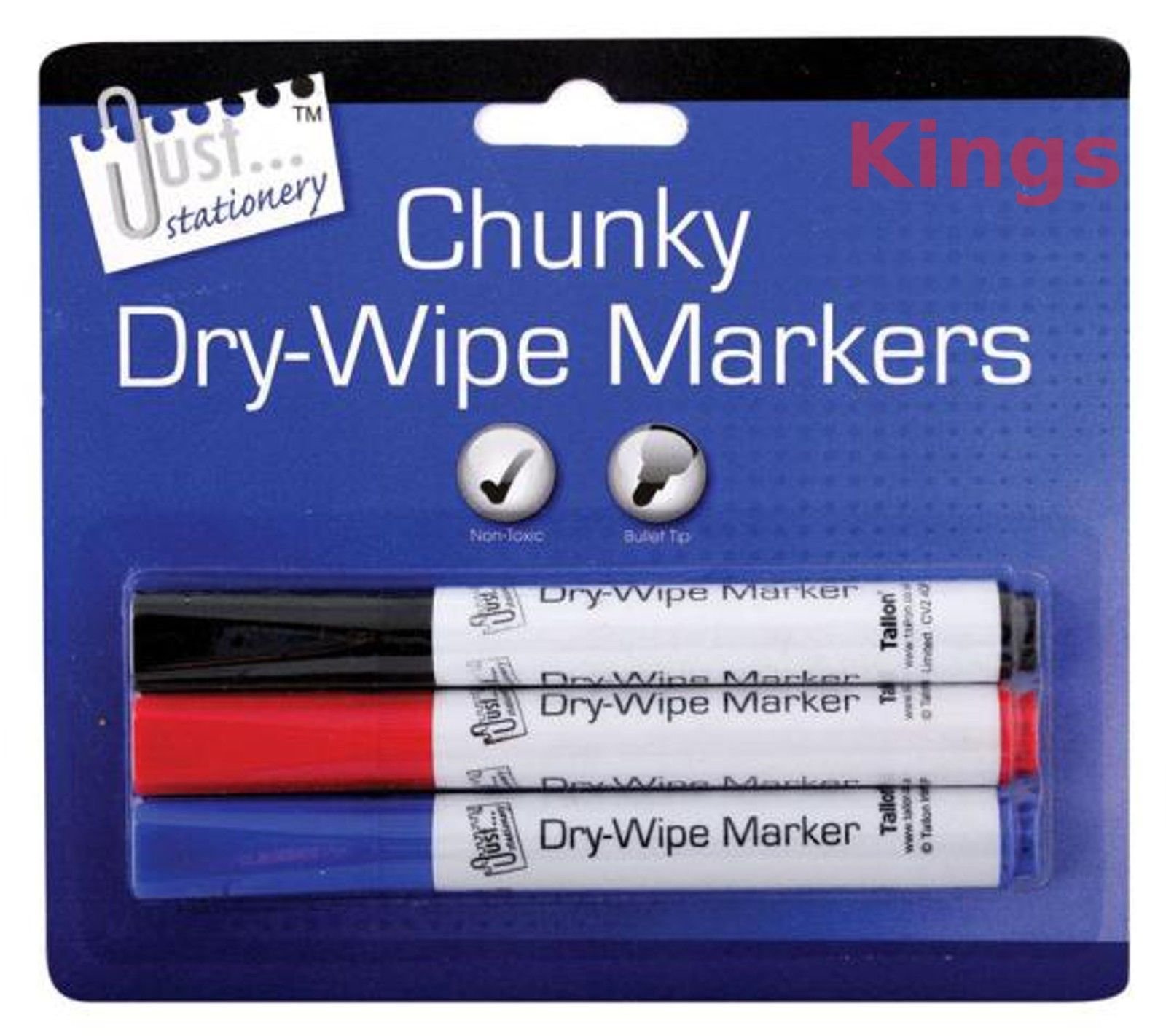 Tallon Just Stationery Chunky Dry Wipe Board Markers Pack Of 3