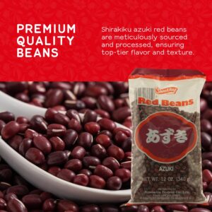 Shirakiku Dark Red Beans | Japanese Vegan Azuki Small Beans | Fiber, Iron Various Calcium & Minerals | Perfect For Asian Recipes and Desserts | Delicious Nutritious Beans 12-Ounce